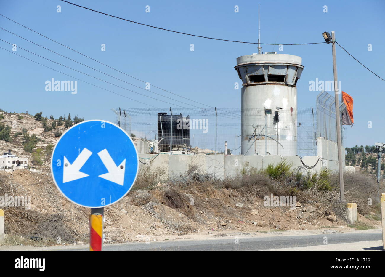 Israel Watch tower, guards the area around an Arab settlement in the ...