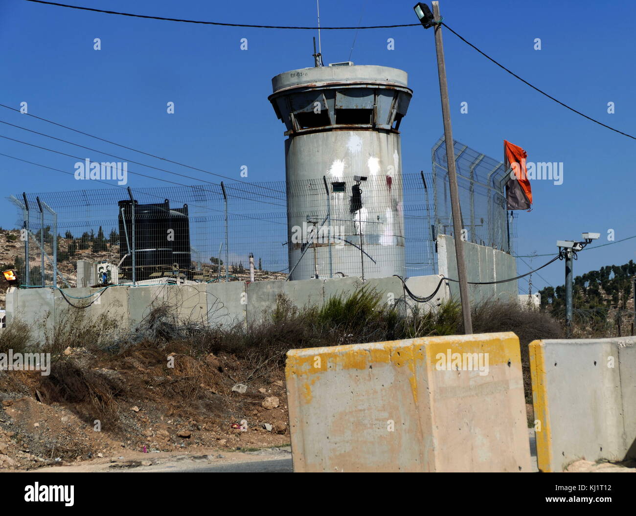 Israel Watch tower, guards the area around an Arab settlement in the ...