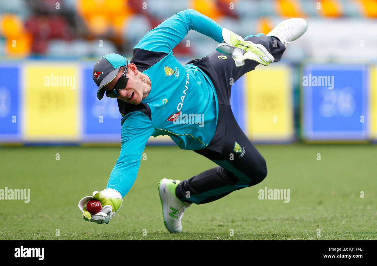 Australia's Tim Paine attempts to take a catch during a nets session at ...