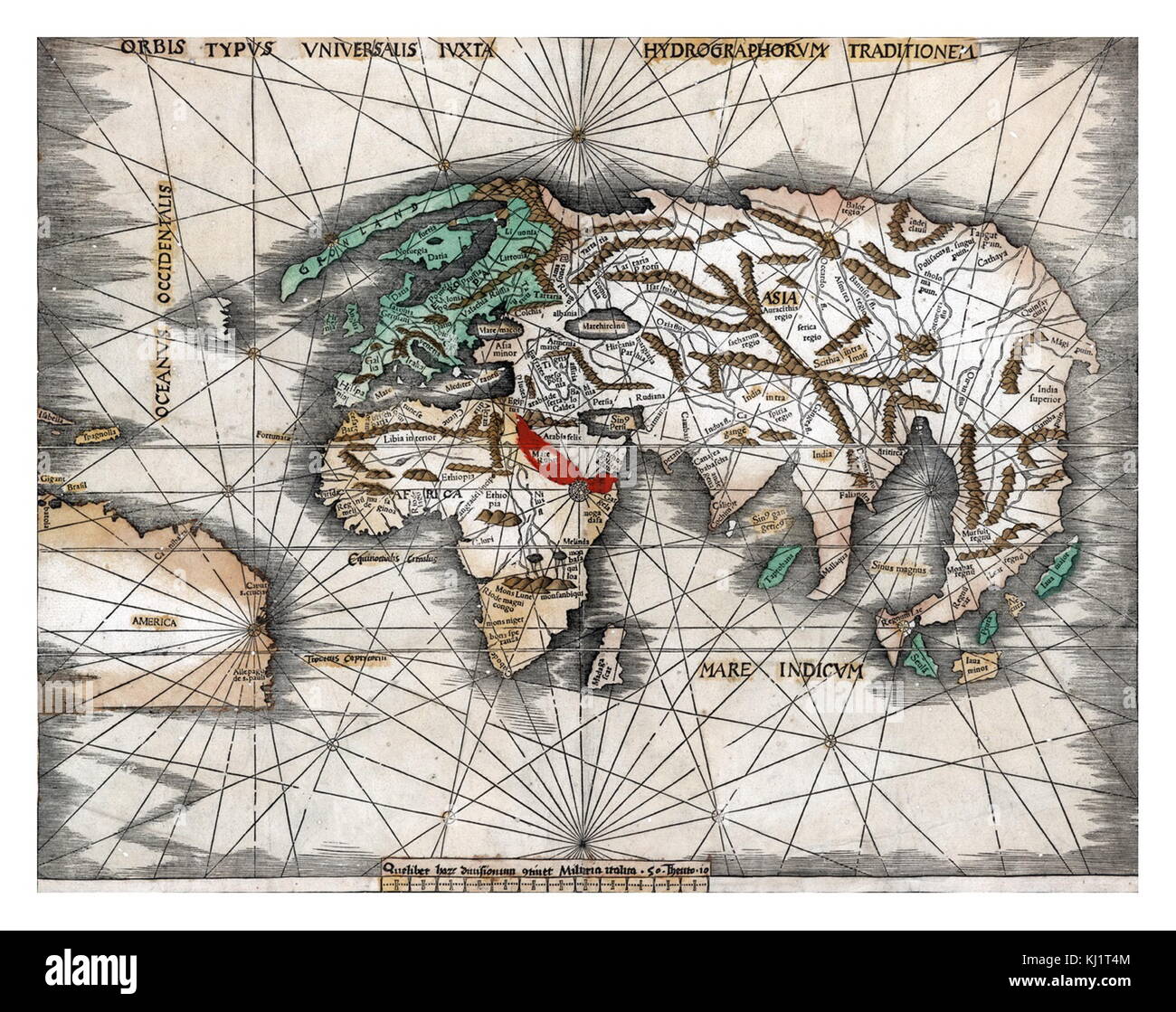 16th century map by Martin Waldseemüller (1470-1521 Stock Photo - Alamy