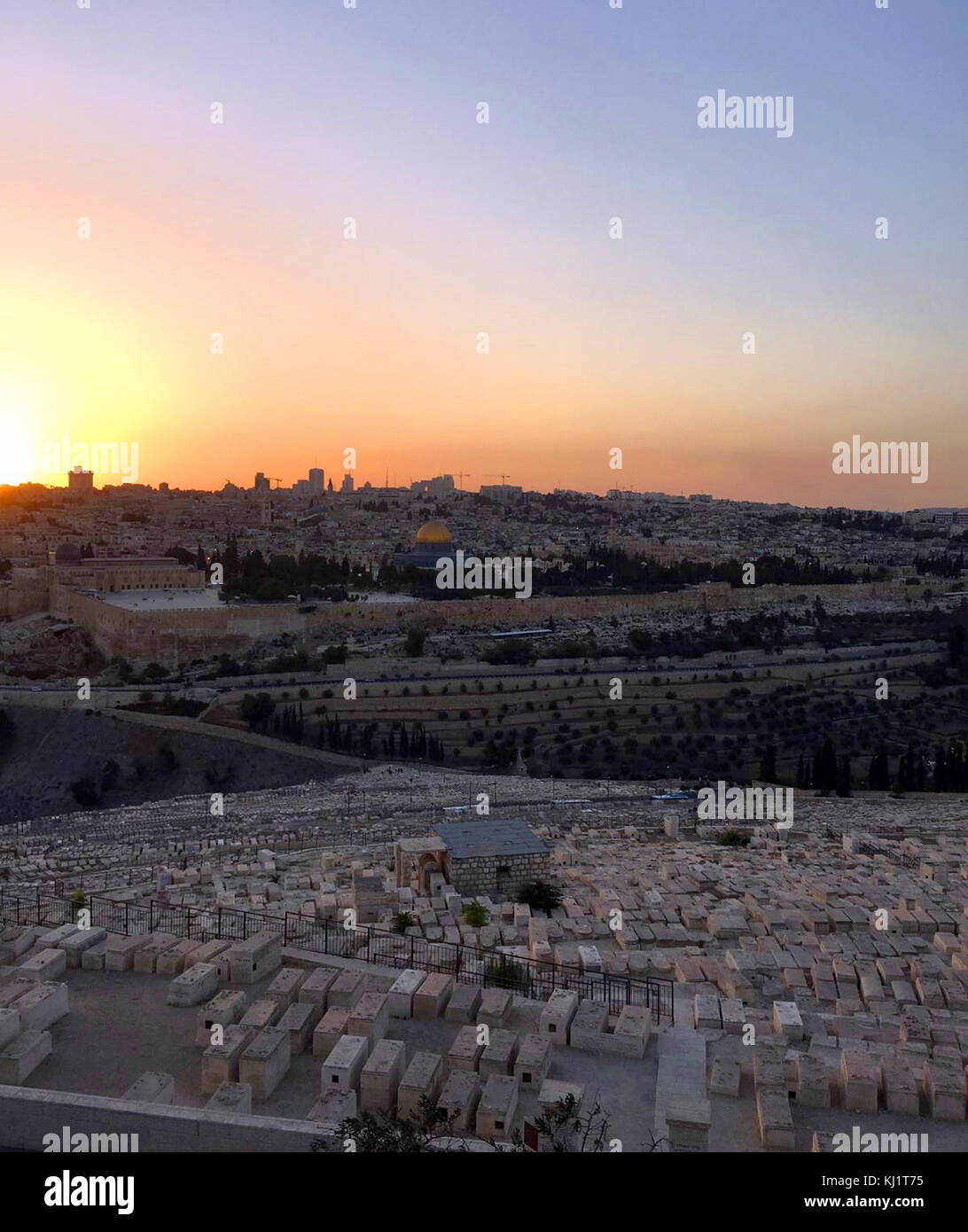 Mount of Olives view over Temple Mount and Mosques of Omar and El Aqsa ...