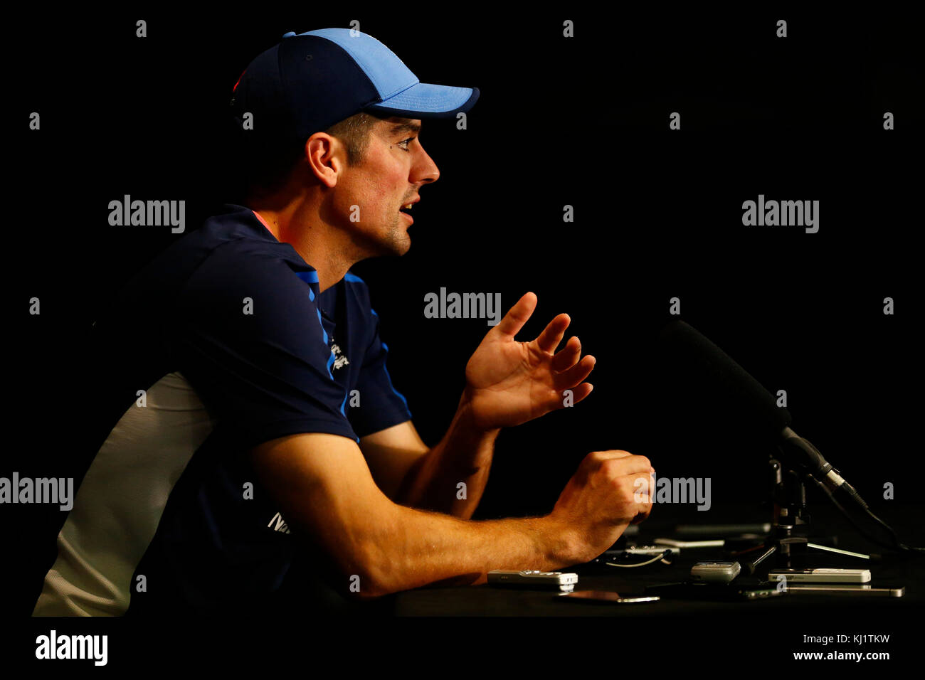 England's Alastair Cook during a press conference at The Gabba ...