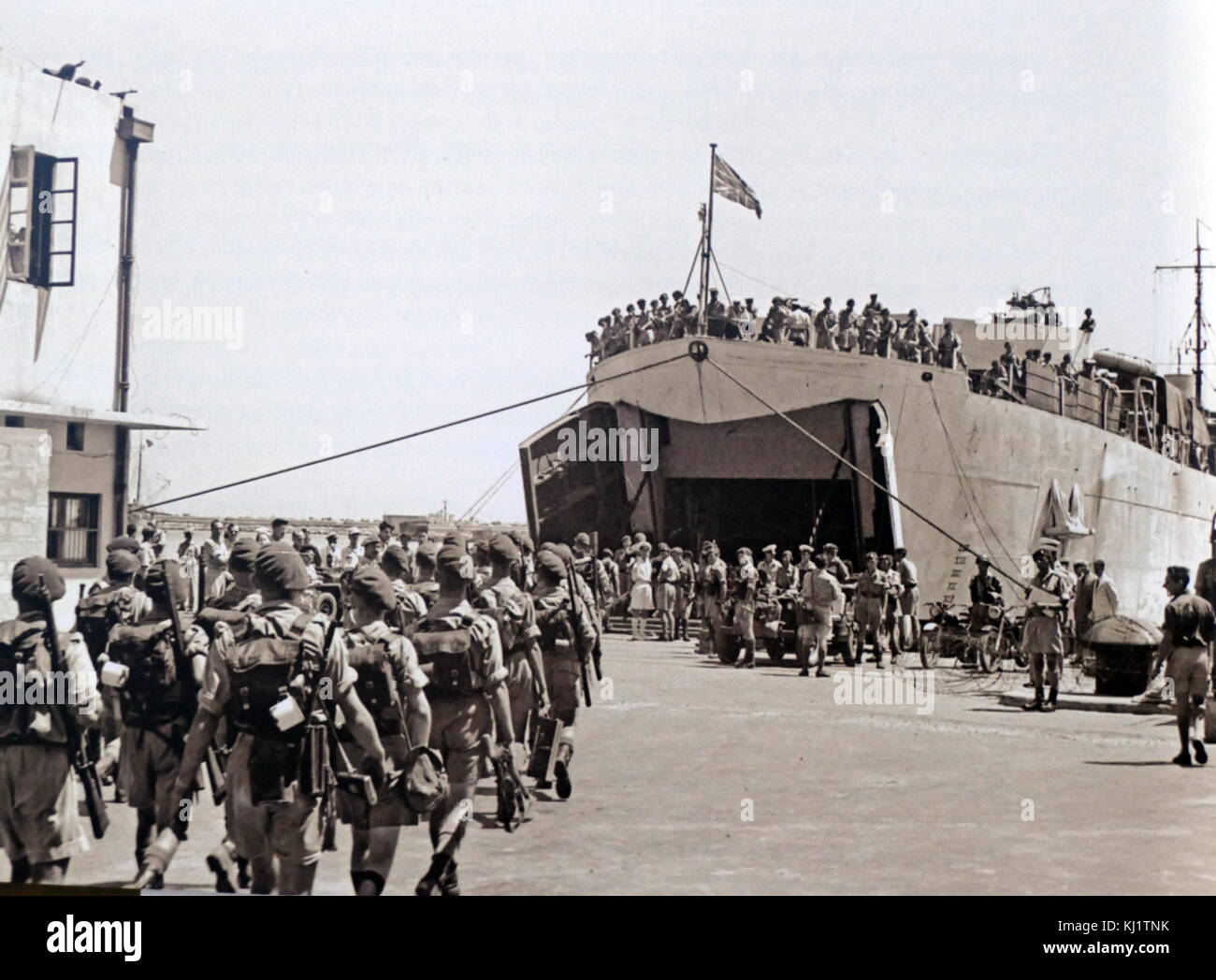 Photograph of British forces leaving Haifa at the end of the British ...