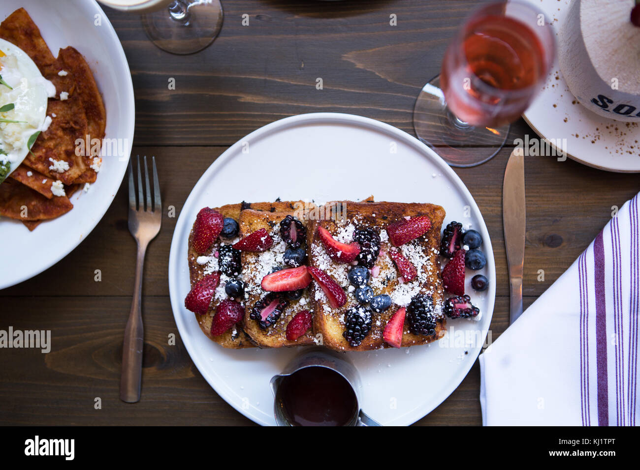 Fruit Toast on Wood Stock Photo - Alamy