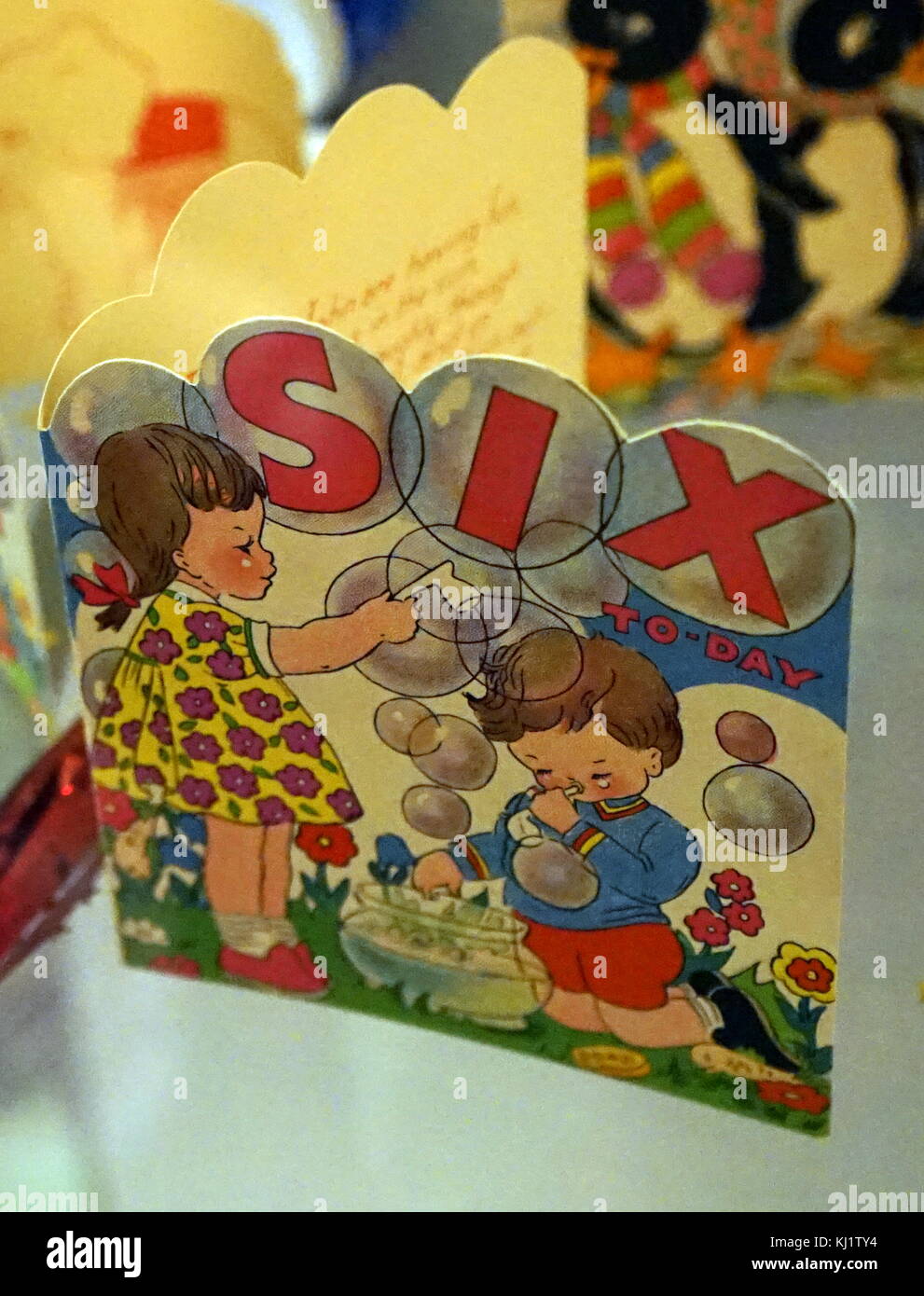 1970s style birthday card celebrating a 6th Birthday. Dated 20th ...