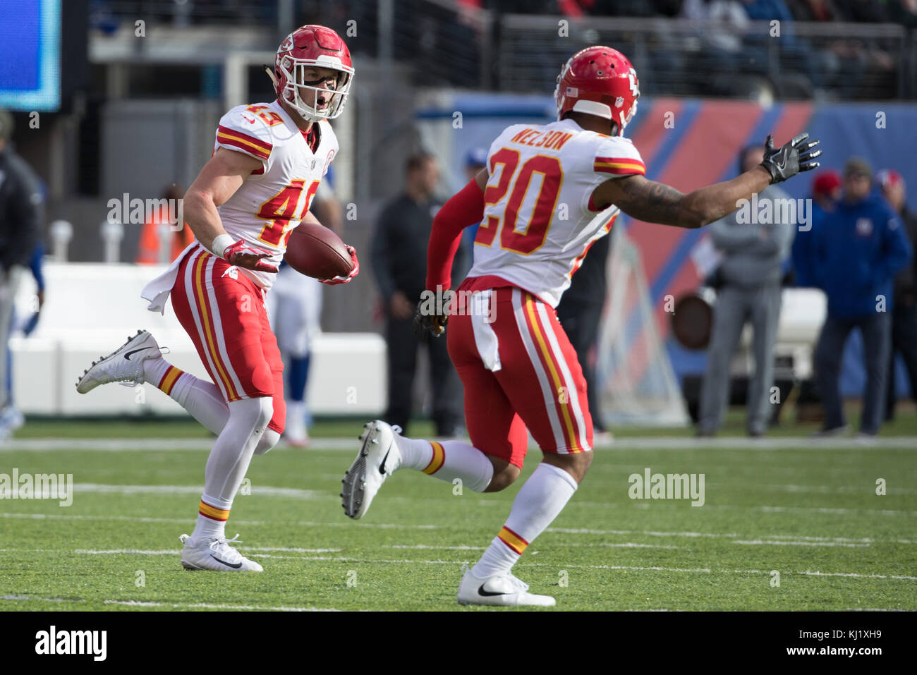 East Rutherford, New Jersey, USA. 19th Nov, 2017. Kansas City Chiefs ...