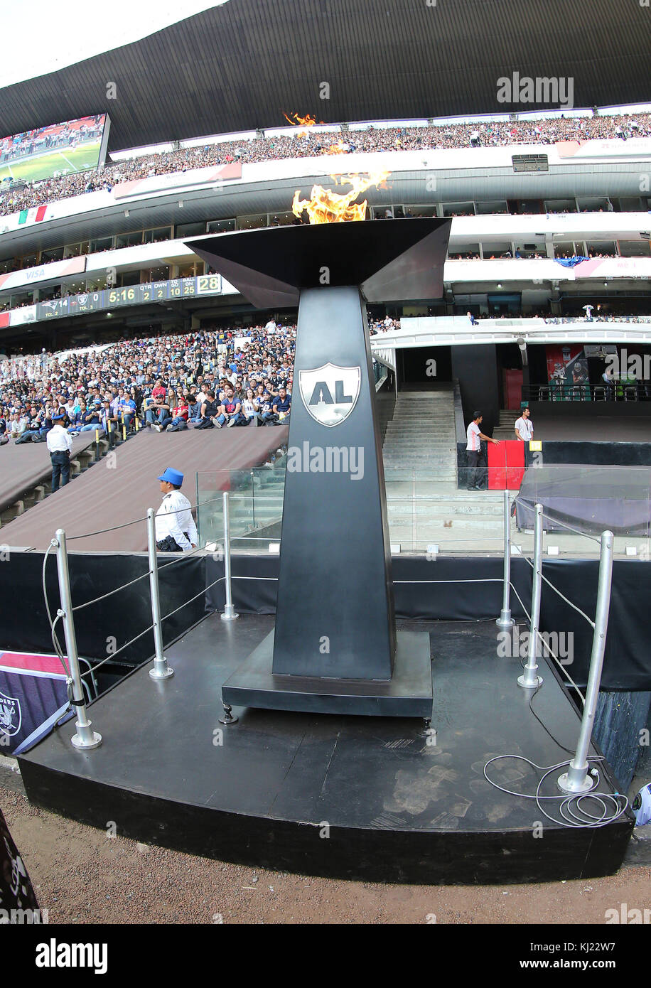 Nov 19, 2017; Mexico City, MEX, USA; The Al Davis eternal flame burns ...