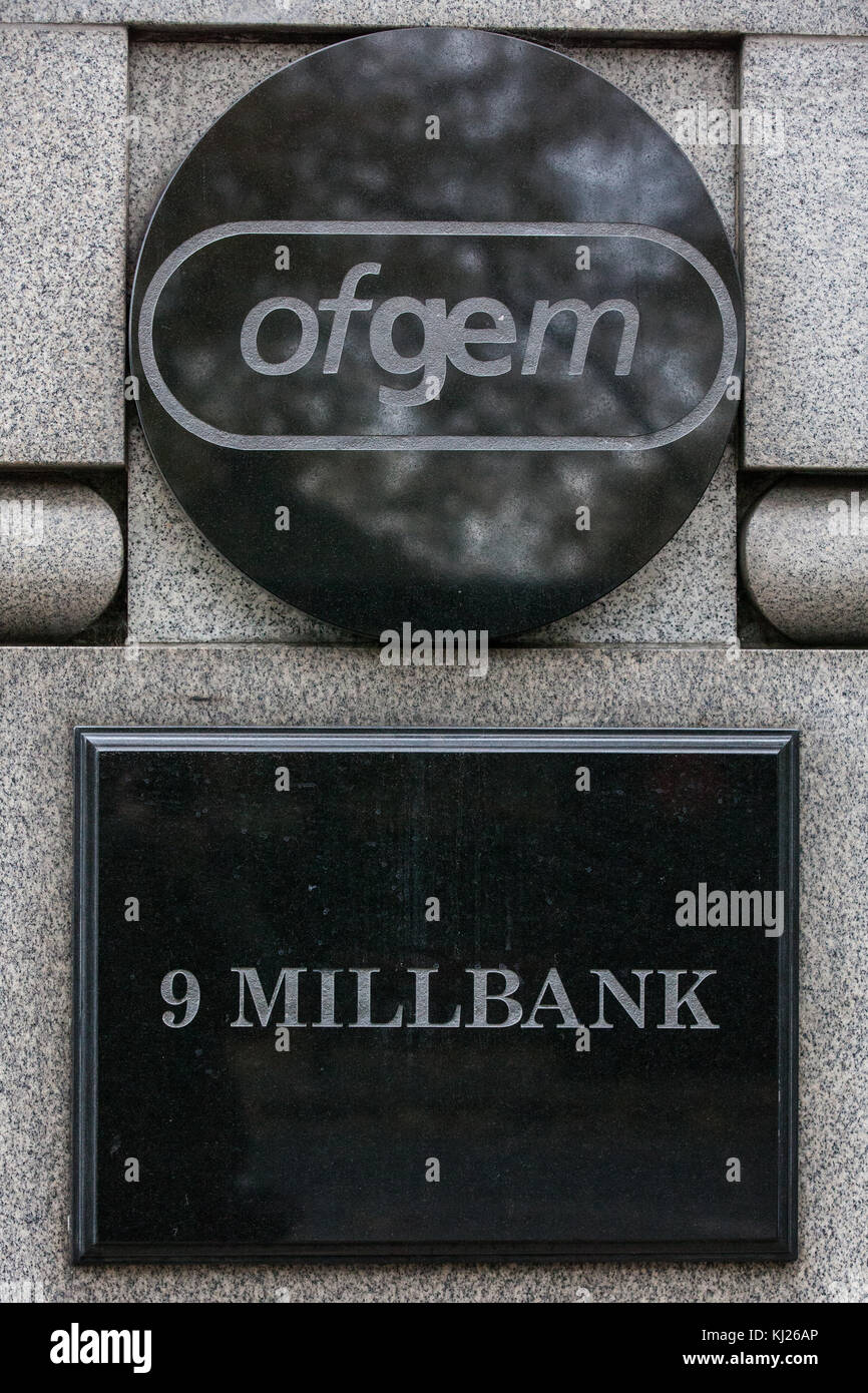 London, UK. 21st November, 2017. Plaques outside the offices of Ofgem ...