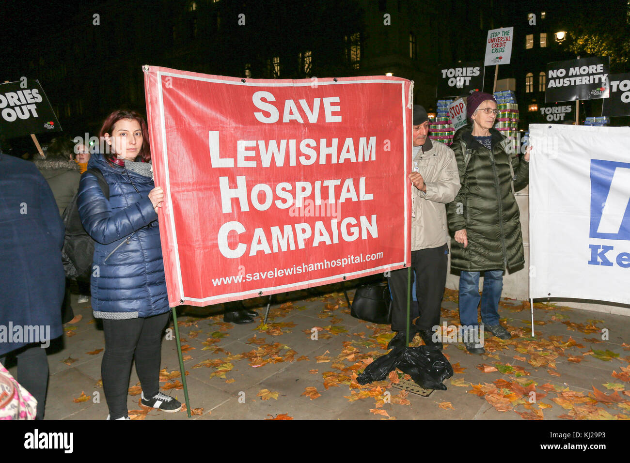 21st Nov, 2017. Pre budget protest outside Downing Street. Stop the ...