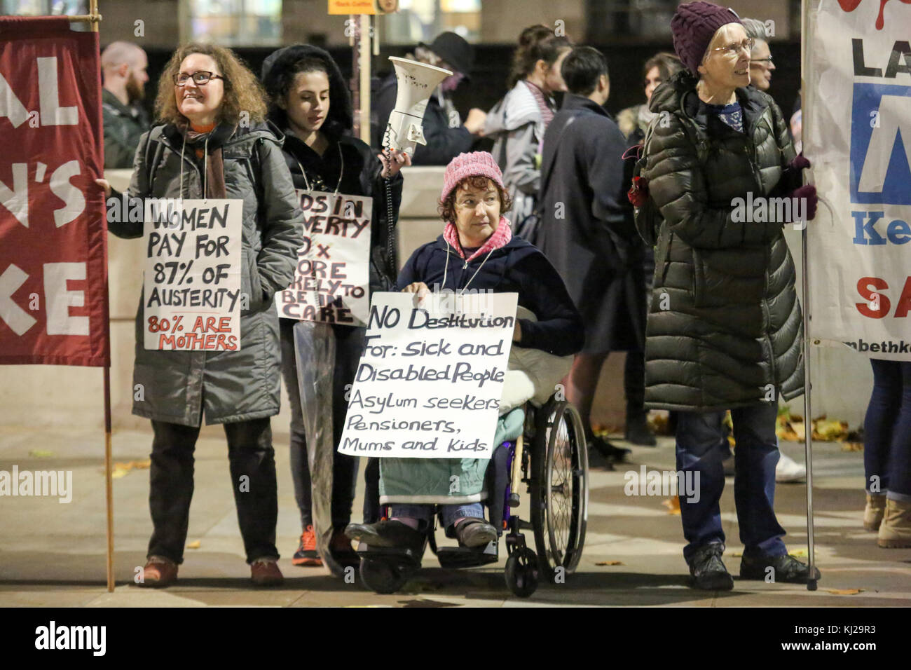 21st Nov, 2017. Pre budget protest outside Downing Street. Stop the ...