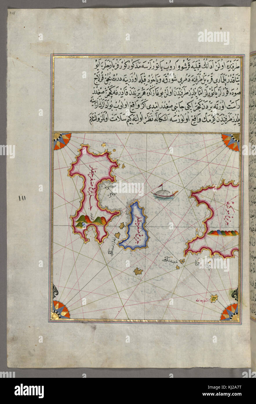 Piri Reis - Map of the Islands of Delos and Rineia West of Mykonos ...