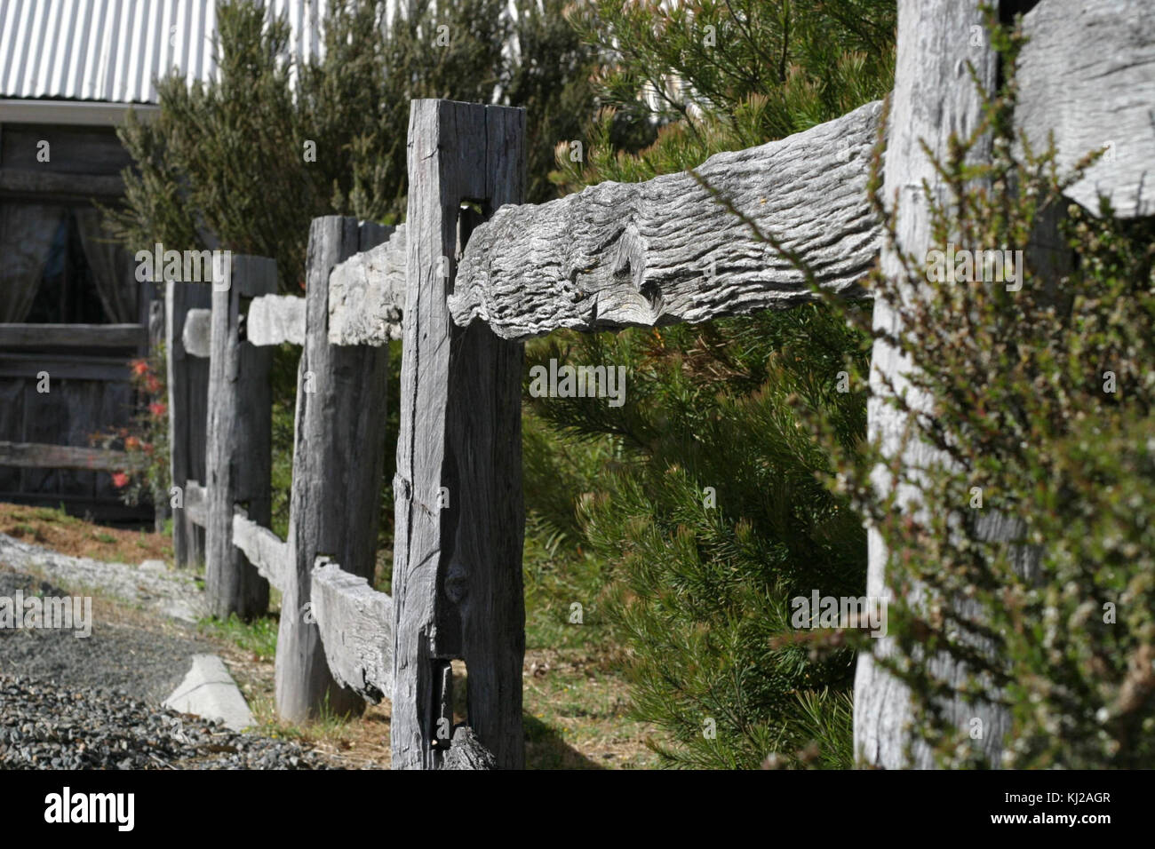 Post and rail fence mount Barker Stock Photo - Alamy