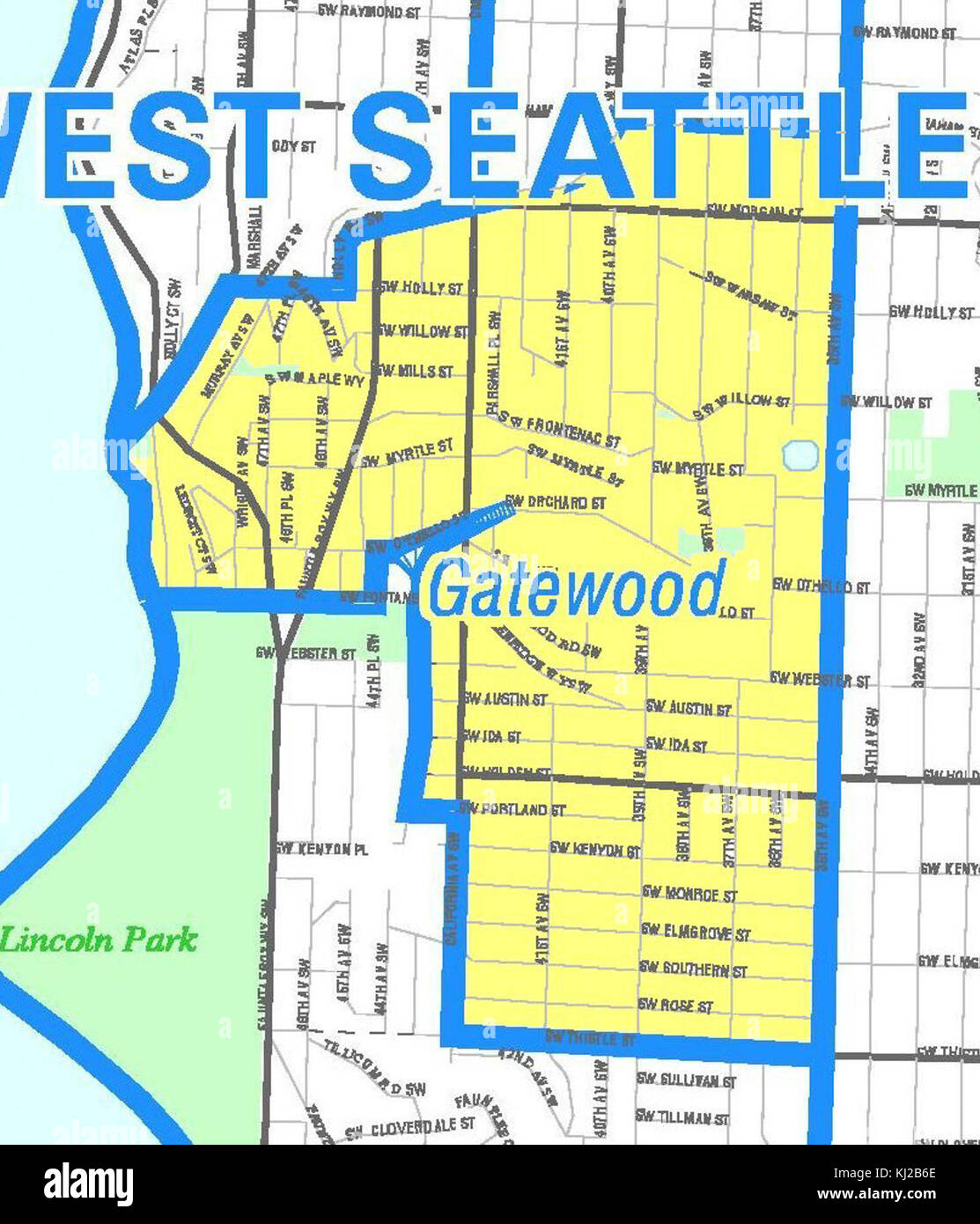 Seattle - Gatewood map Stock Photo - Alamy