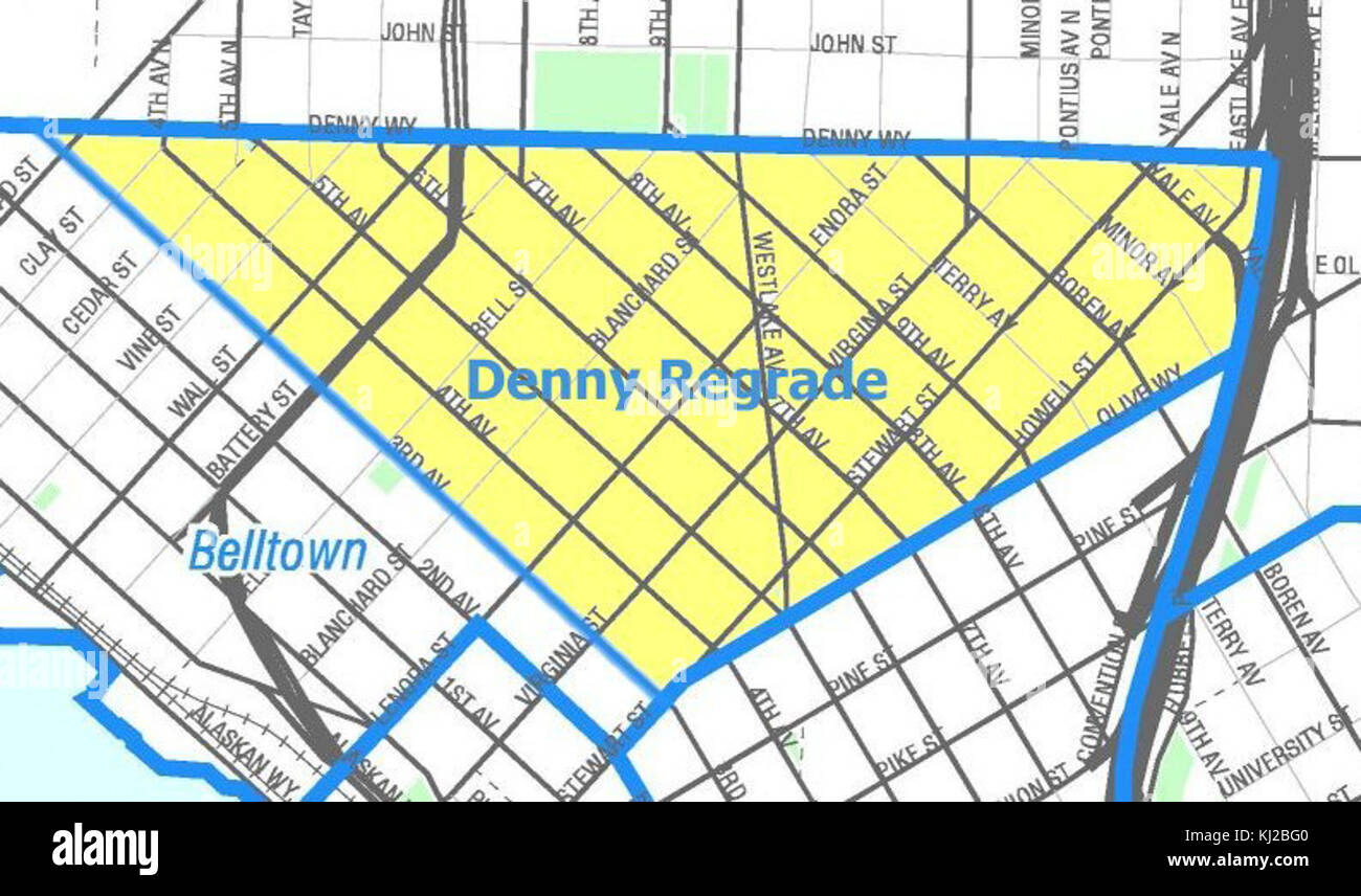 Seattle - Denny Regrade map Stock Photo - Alamy