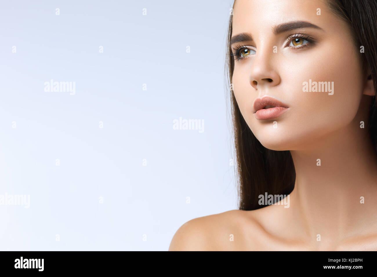 The beautiful face of young woman with cleanf fresh skin Stock Photo ...