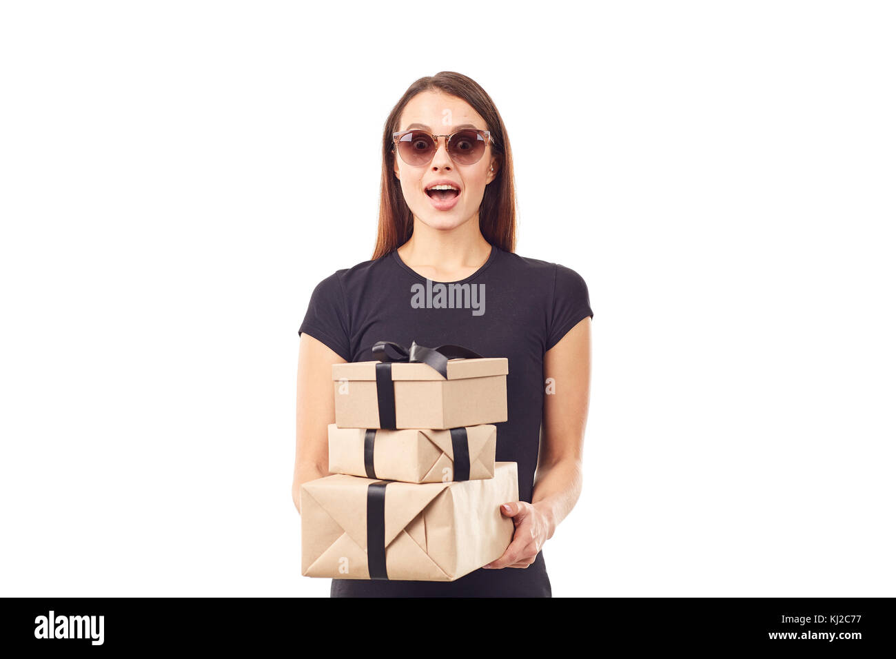 Shopaholic in black Stock Photo - Alamy