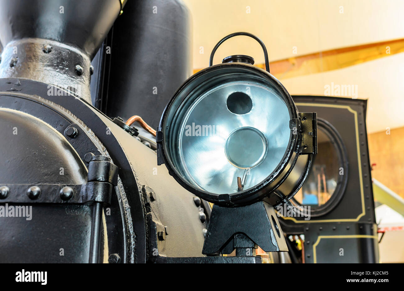 Headlight of the old steam locomotive is close-up Stock Photo - Alamy