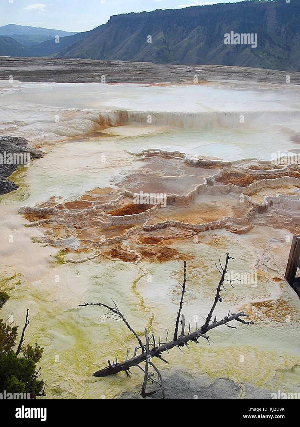 A scenic view of a hot springs landscape, showcasing natural thermal ...