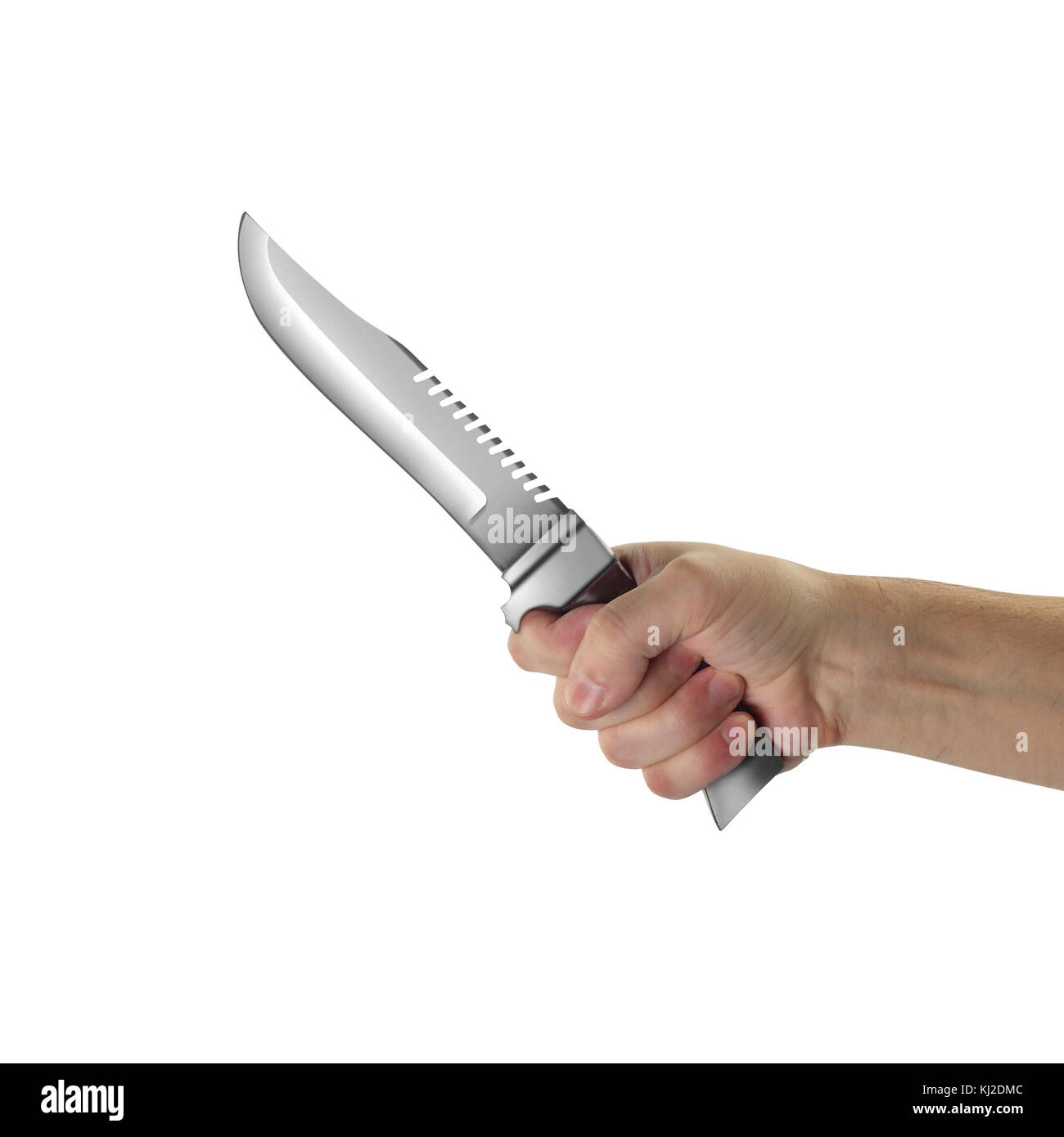 Objects Hands action - Hand holds Survival knife isolated white ...