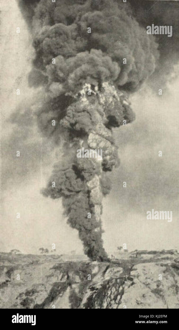 Burmese Oil Well on Fire Stock Photo - Alamy