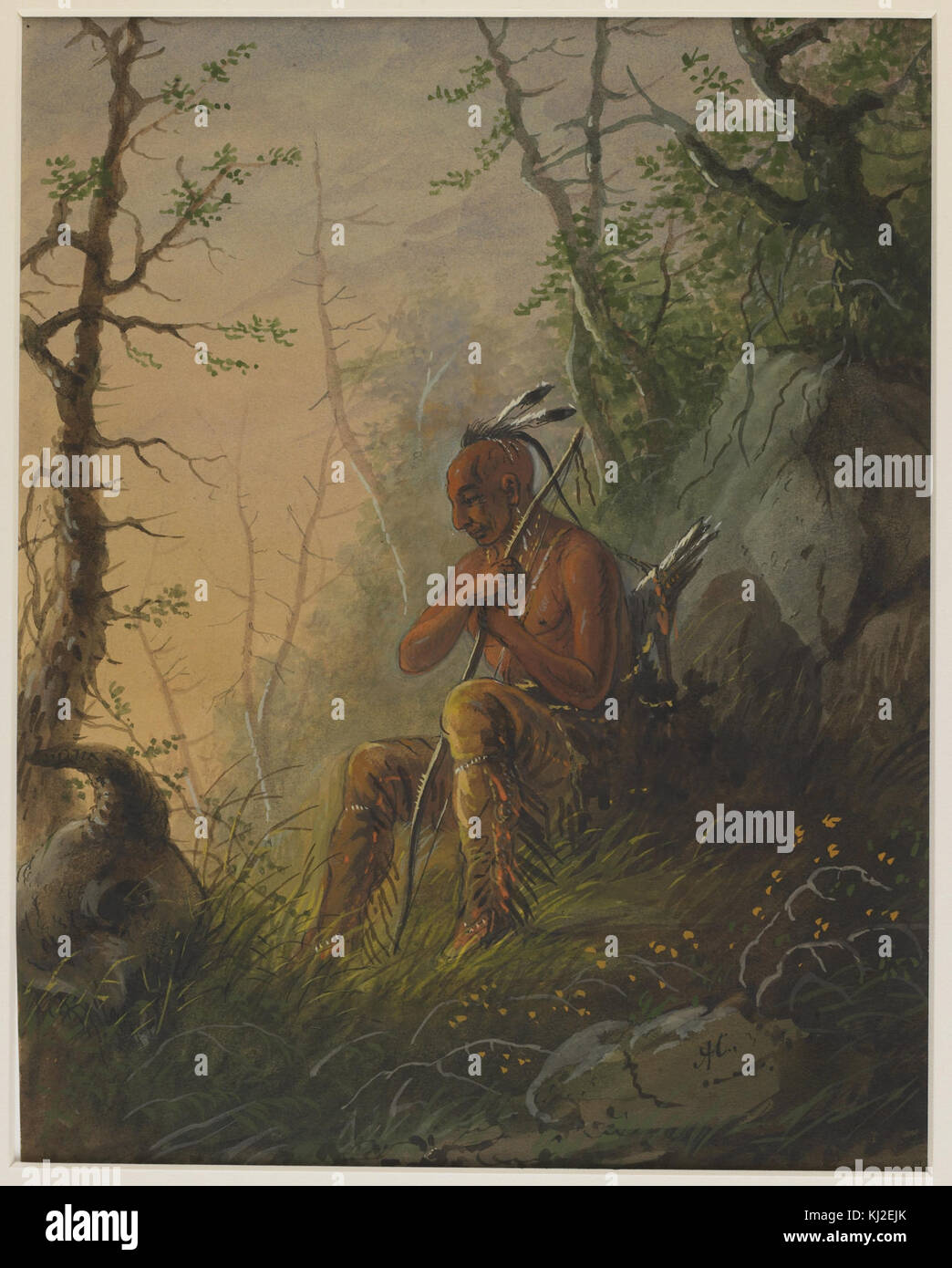 Alfred Jacob Miller - Sioux Indian at a Grave - Walters 371940191 Stock ...