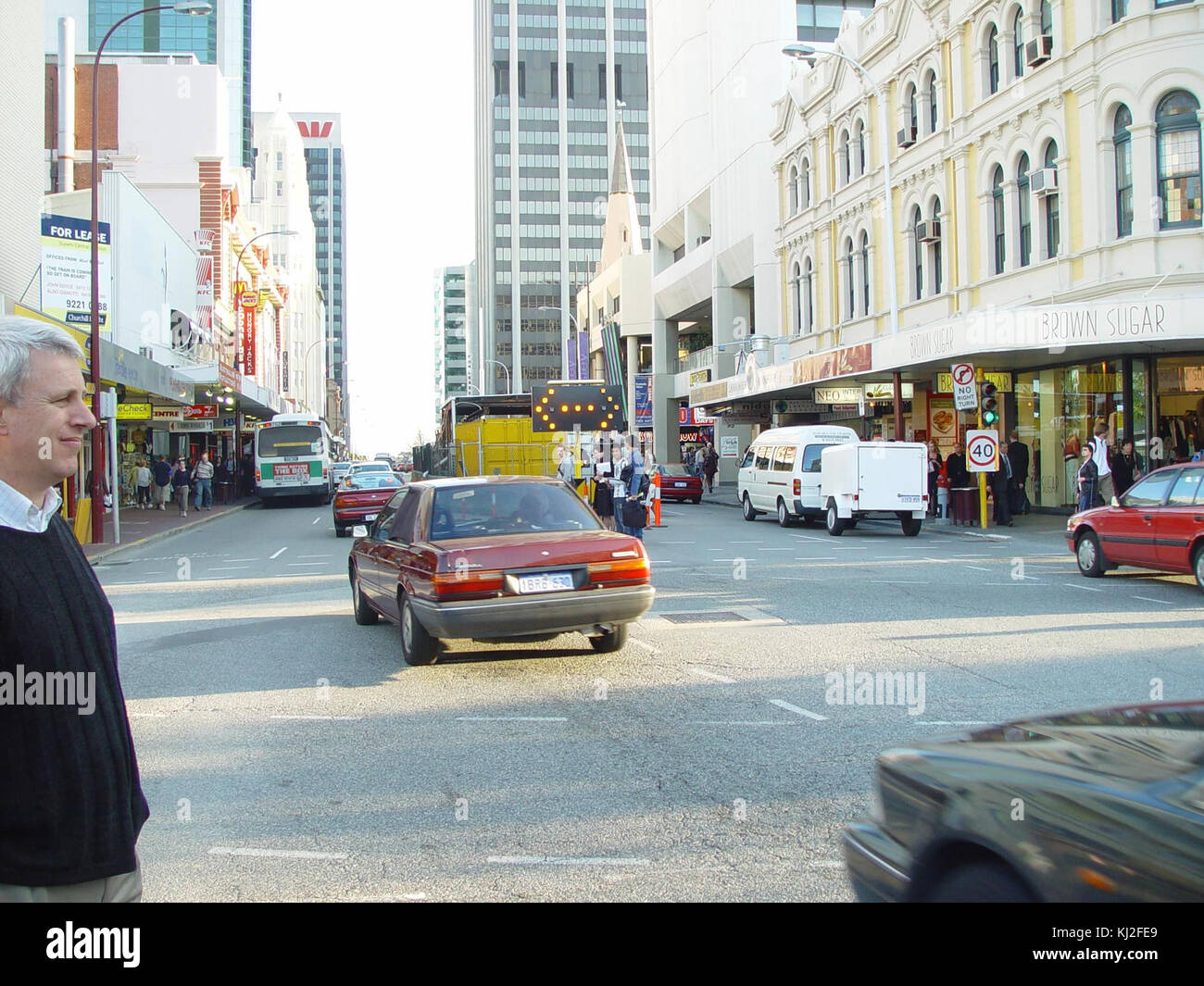 Downtown perth traffic during construction of mandurah railway line ...