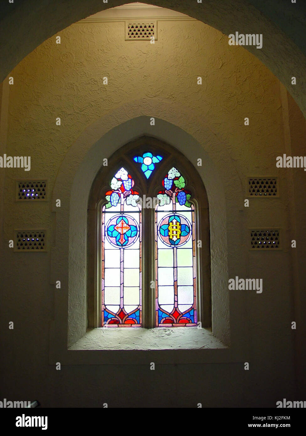 This church window is a significant example of stained glass art ...