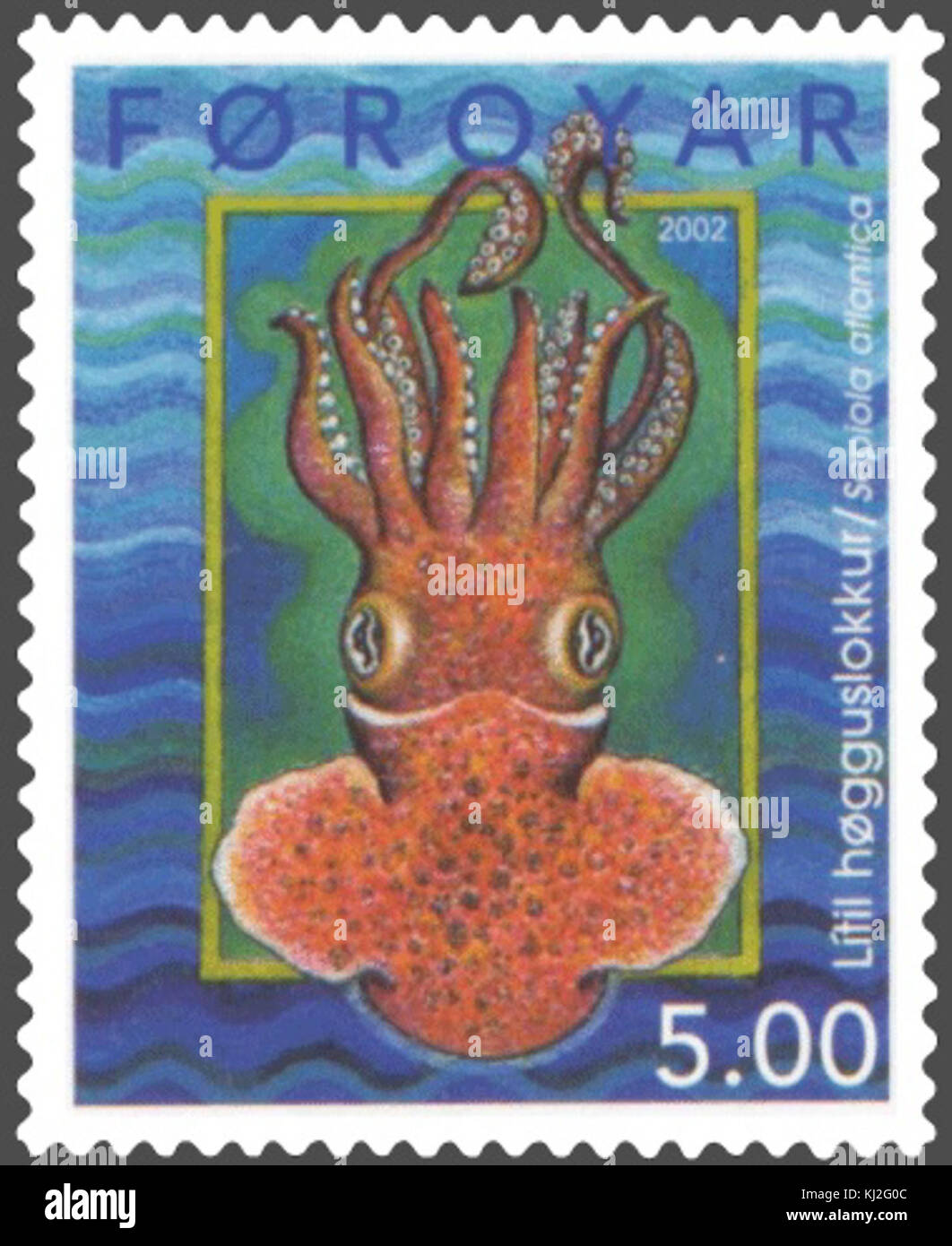 Faroe stamp 409 ten armed squid Stock Photo - Alamy