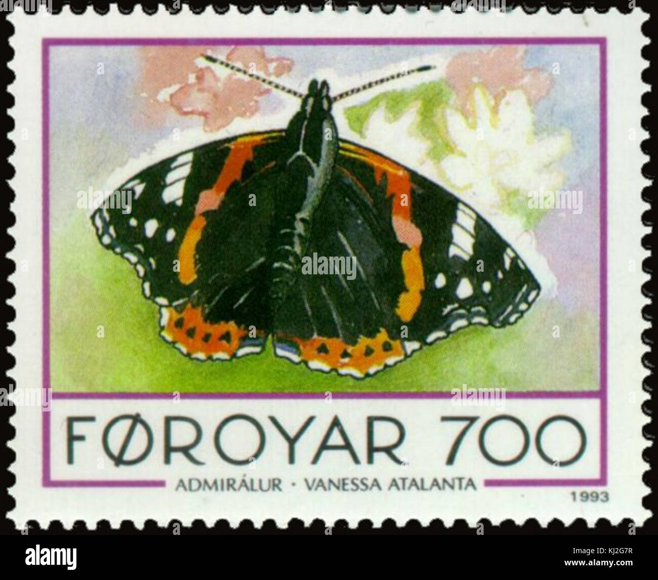 Faroe stamp 246 Vanessa atlanta Stock Photo - Alamy