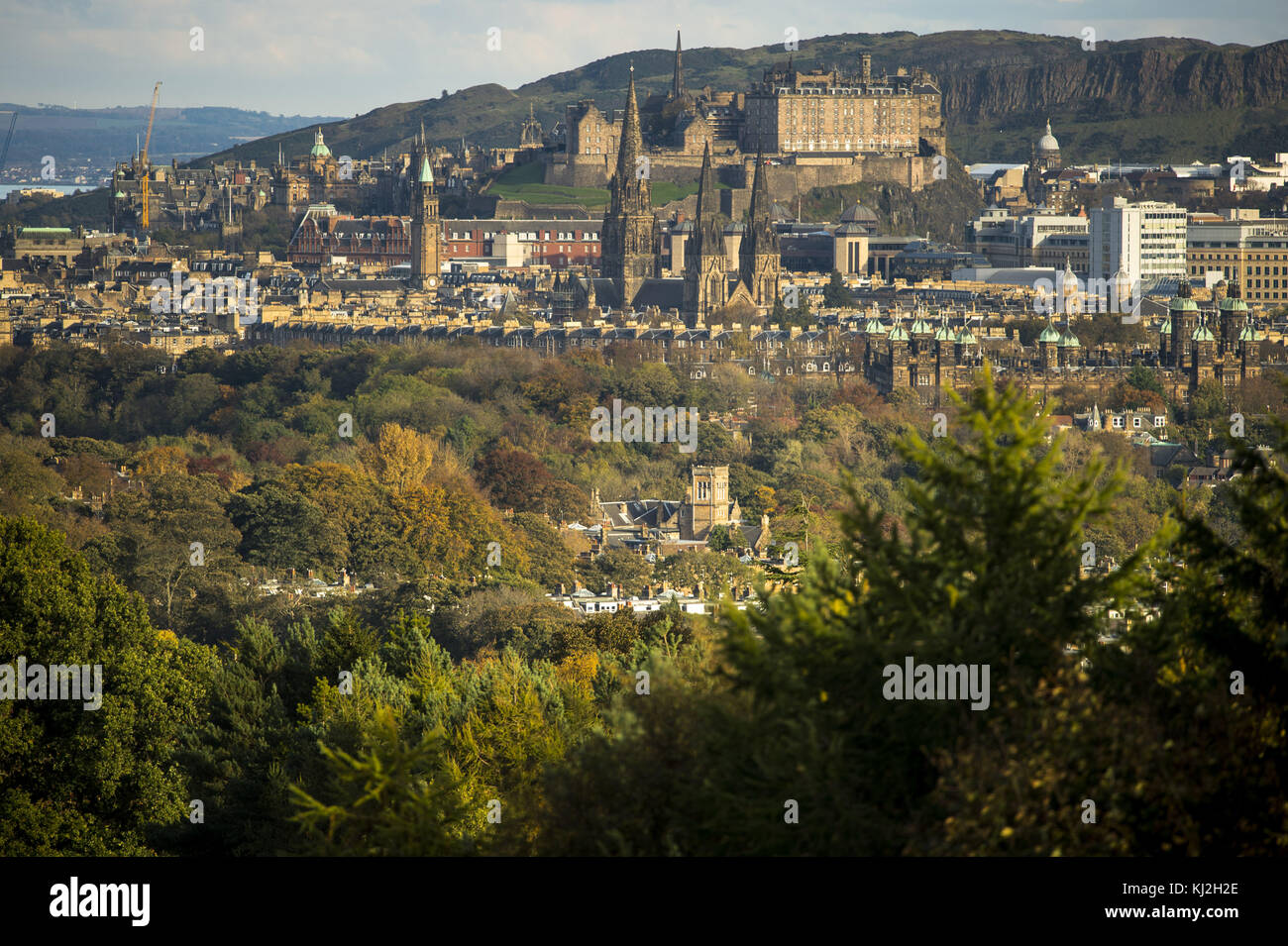 Autumn colours come to Edinburgh with a view of Edinburgh Castle from ...