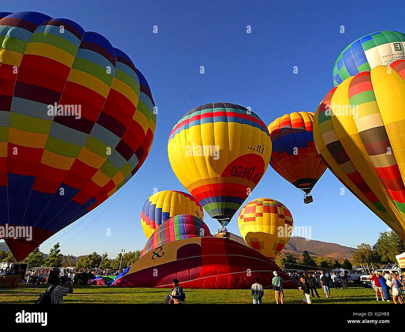 Hot air balloons on ground Stock Photo - Alamy