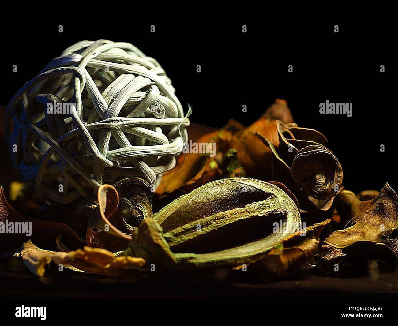 Leaves balls art work Stock Photo - Alamy