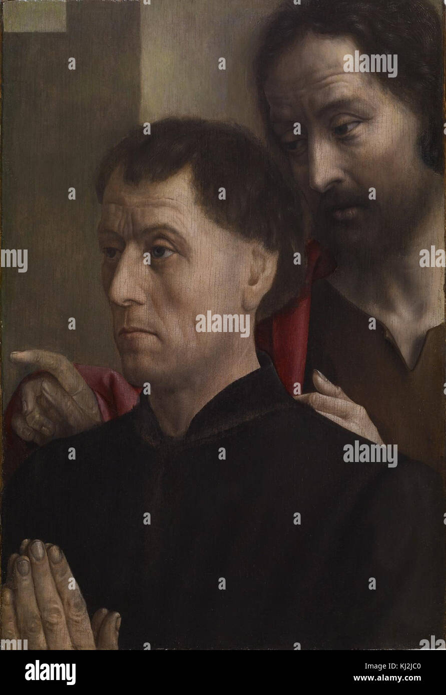 Hugo van der Goes - Portrait of a Man at Prayer with Saint John the ...
