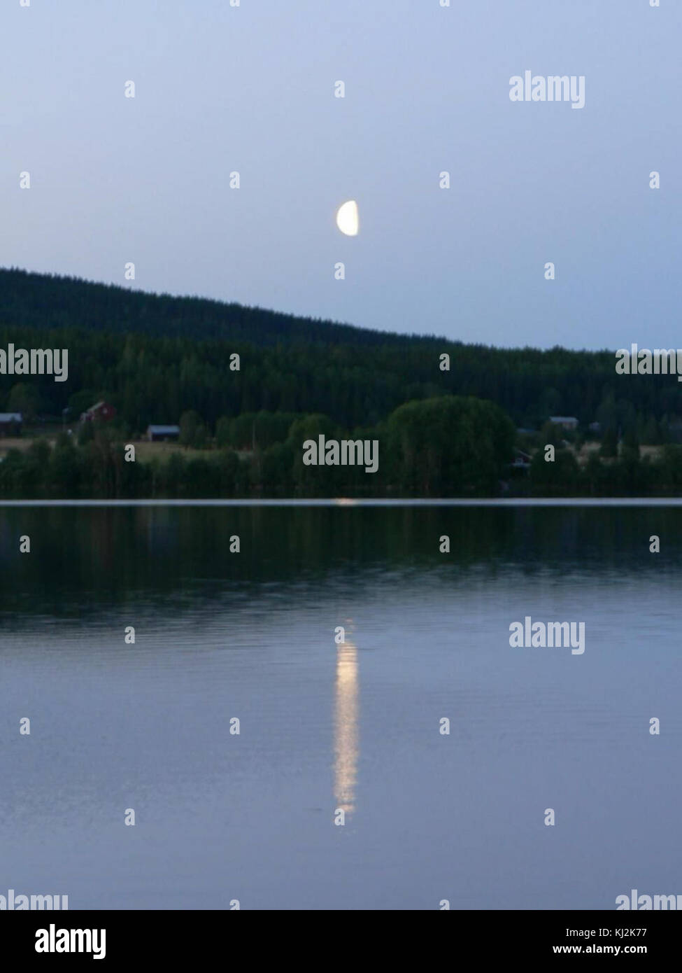 Moonlight over lake Stock Photo - Alamy