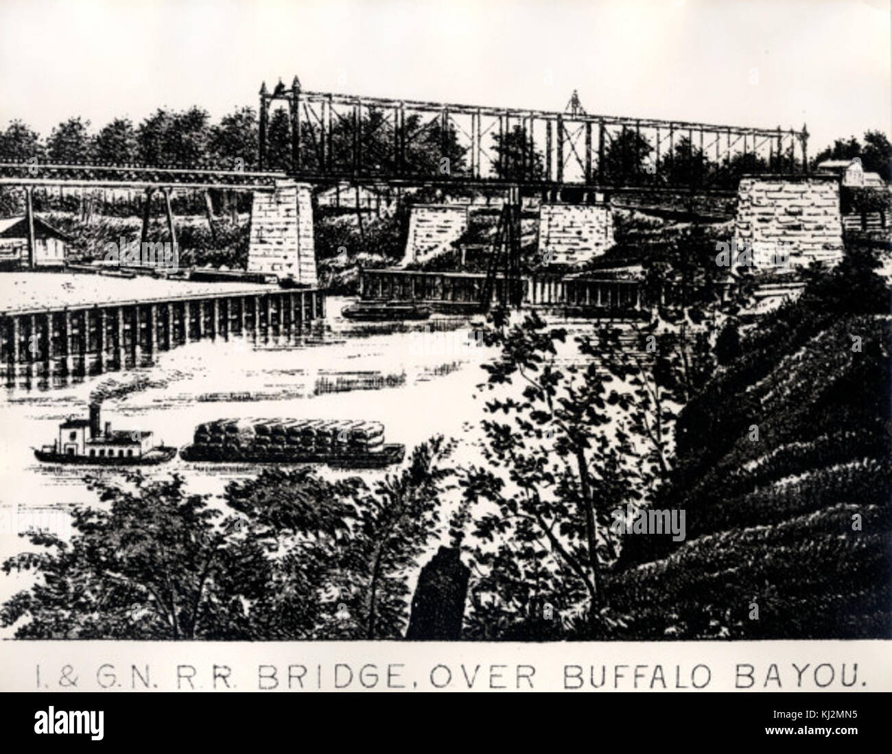 Railroad Bridge over Buffalo Bayou Stock Photo - Alamy