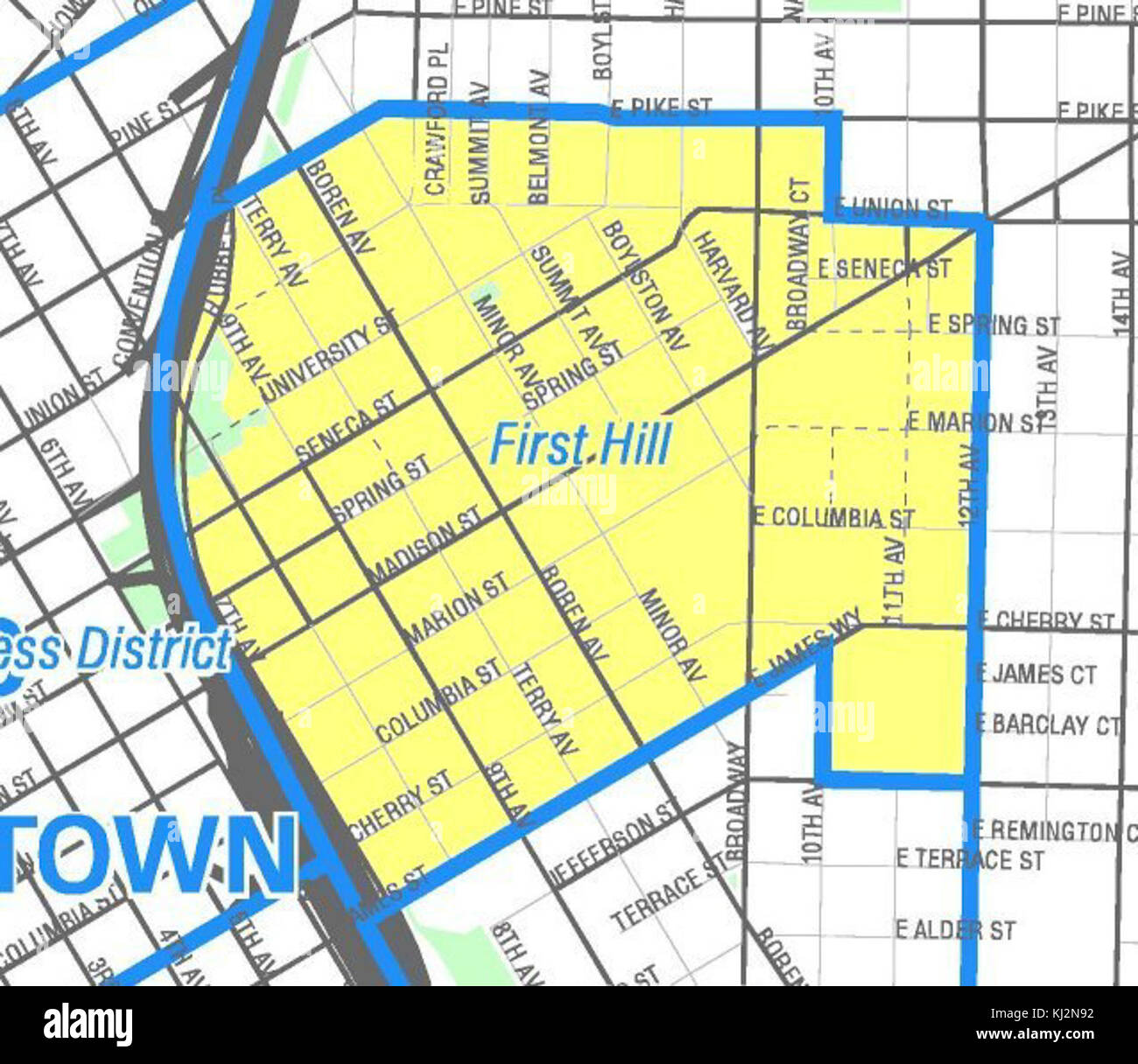 Seattle - First Hill map Stock Photo - Alamy