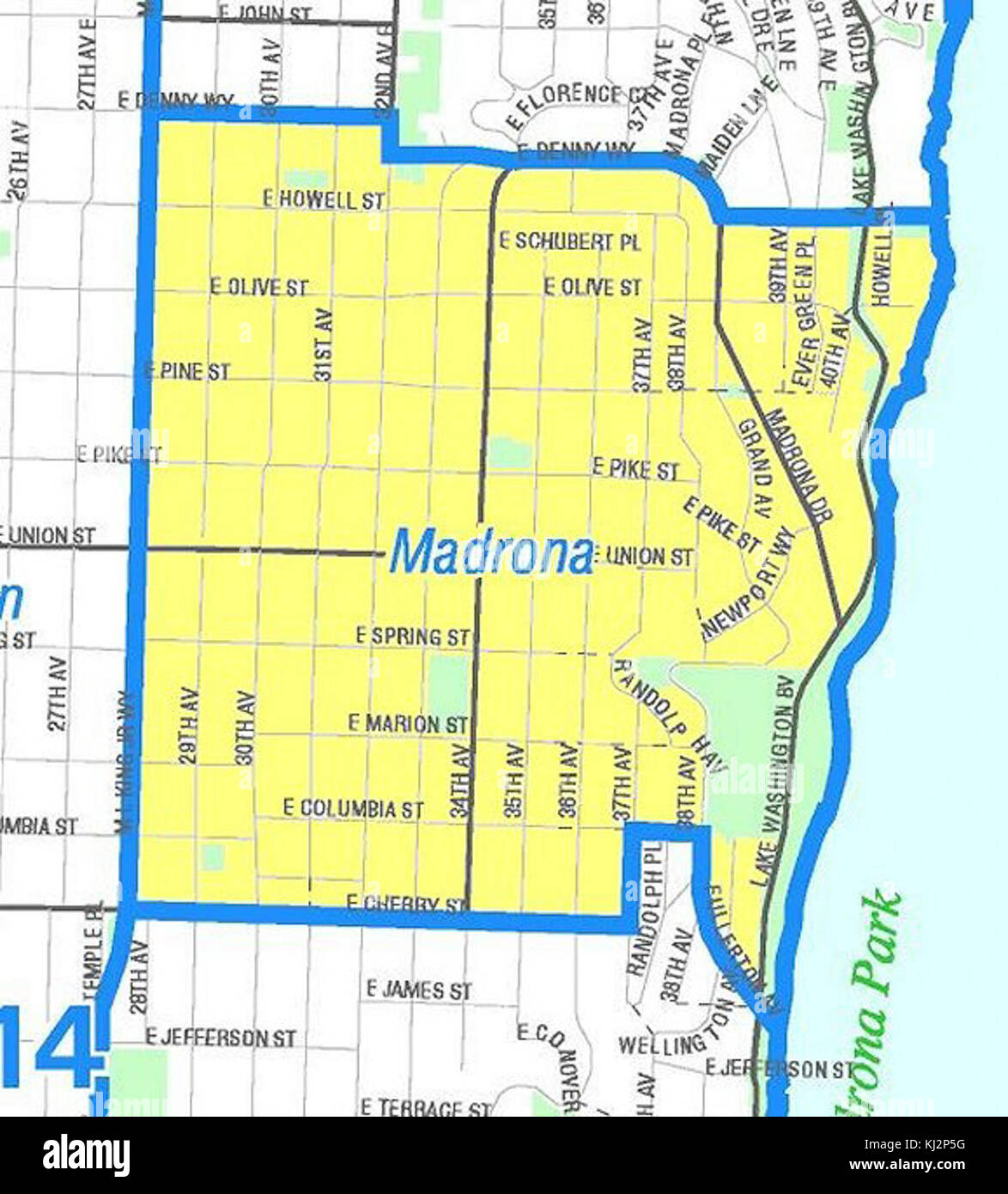 Seattle - Madrona map Stock Photo - Alamy