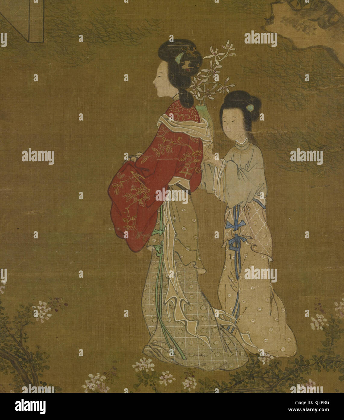 Tang Yin - Making the Bride's Gown - Walters 3520 - Detail C Stock ...