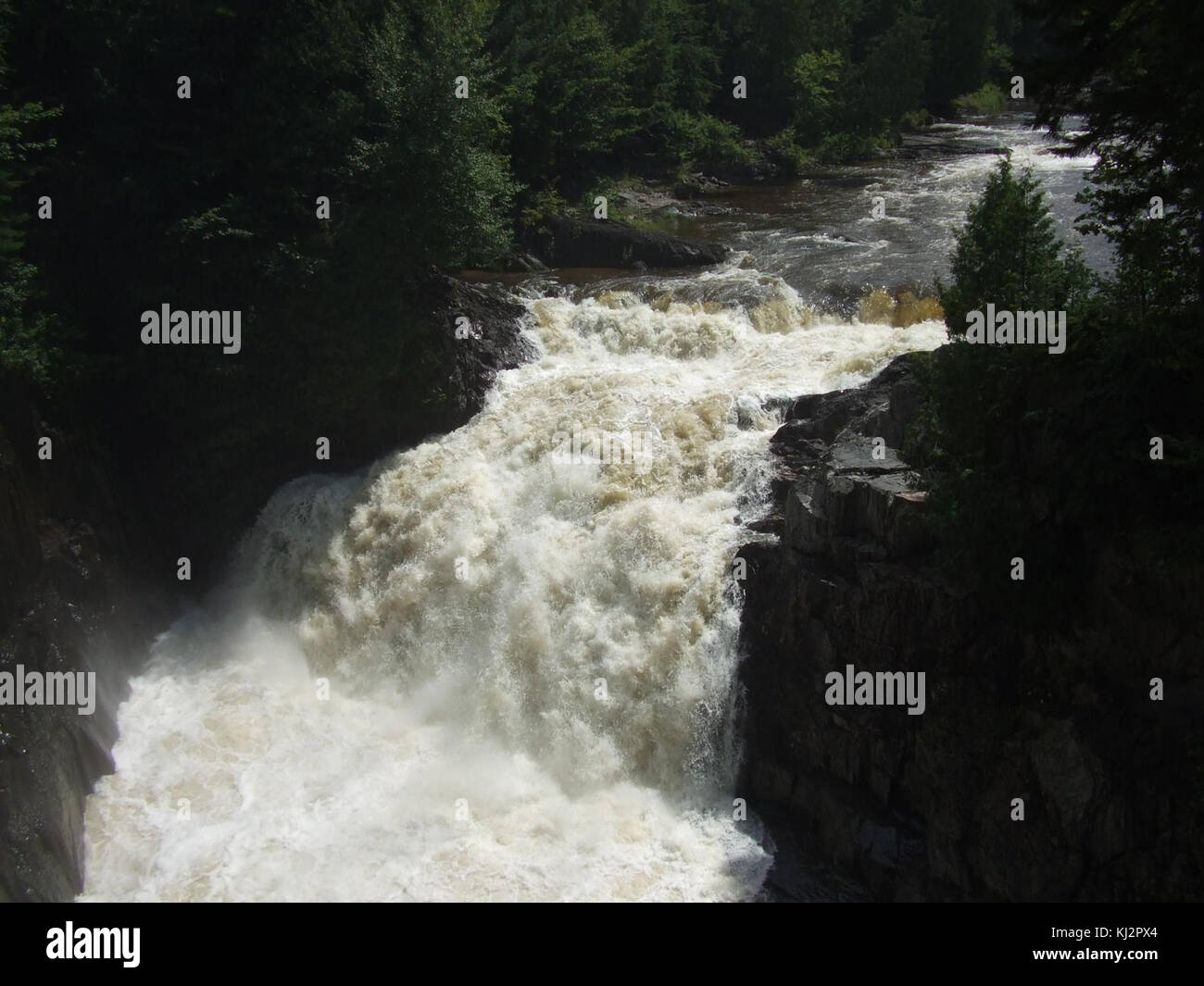 Waterfall with trees and rocks Stock Photo - Alamy