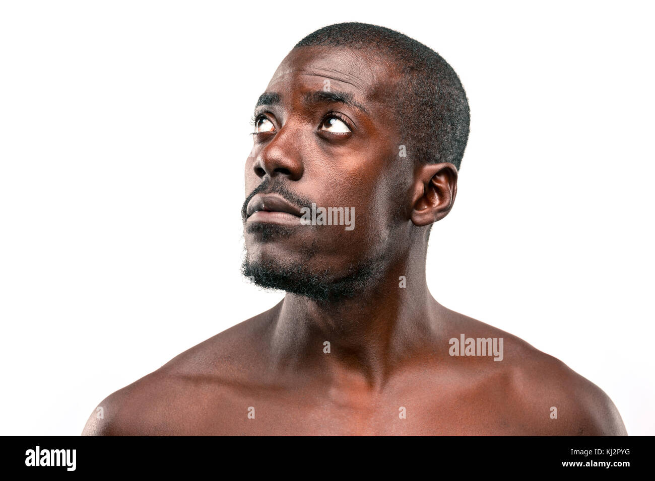 Positive thinking African-American man on brown background Stock Photo ...