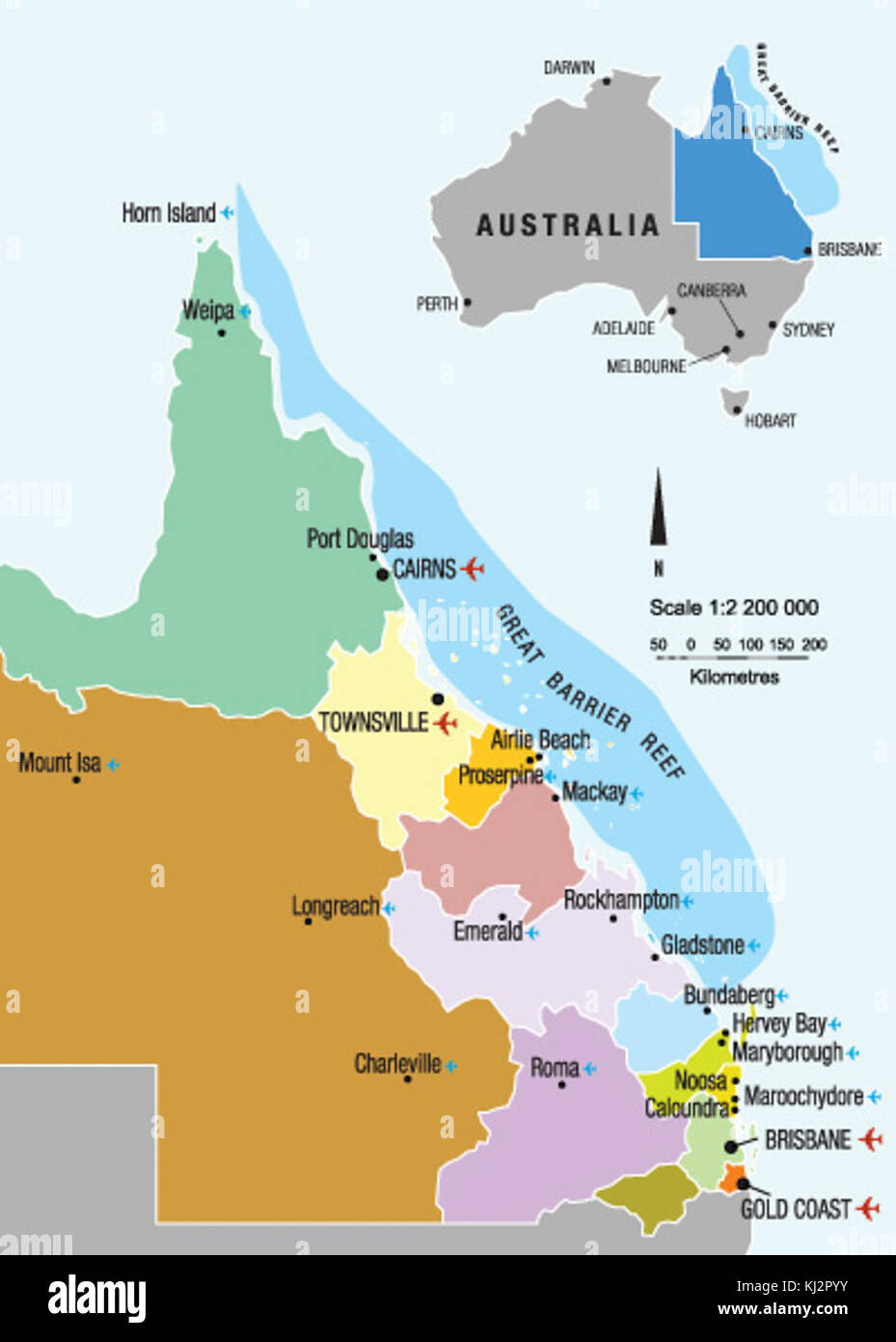 Queensland regions map hi-res stock photography and images - Alamy