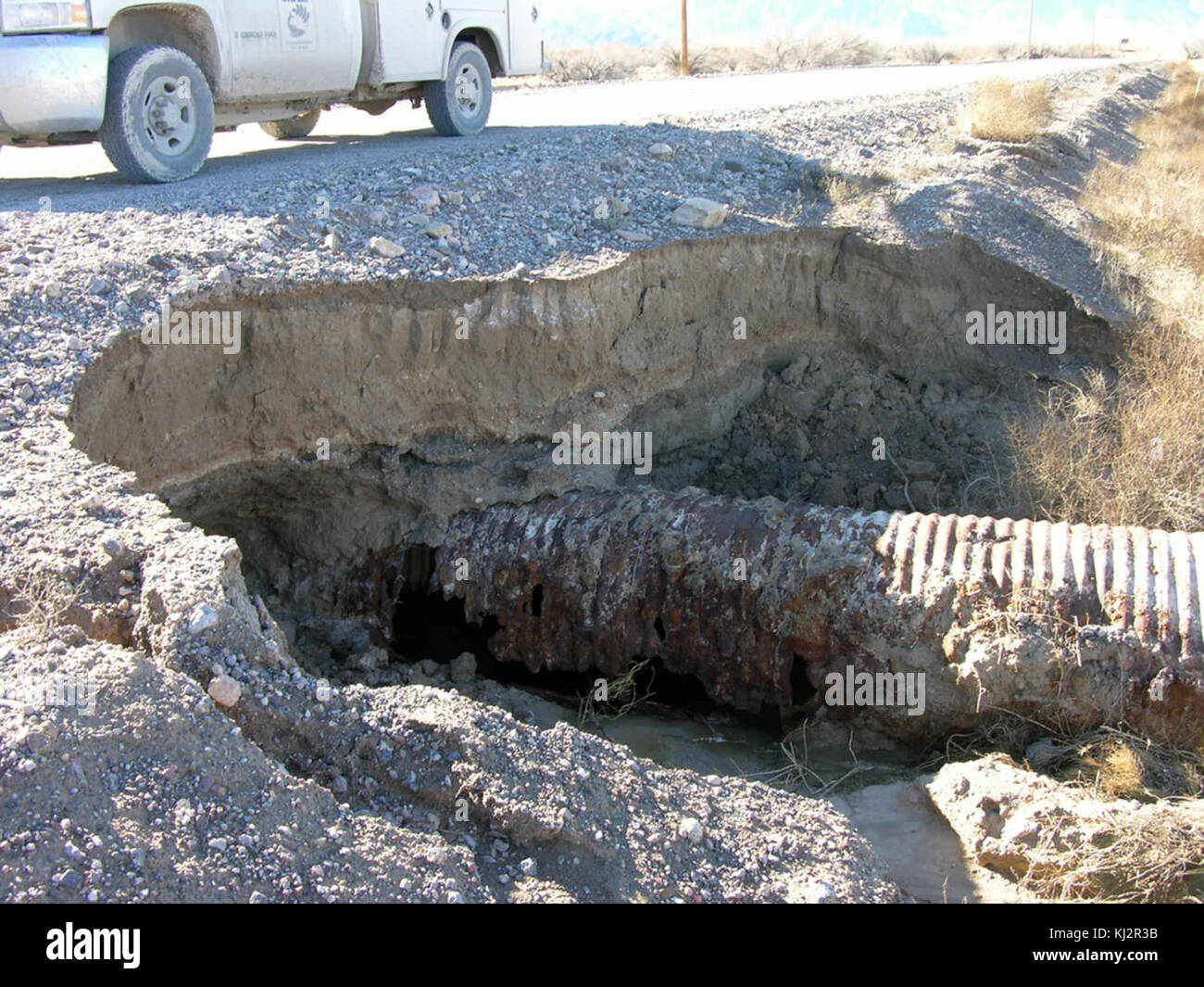 Road washed out Stock Photo - Alamy