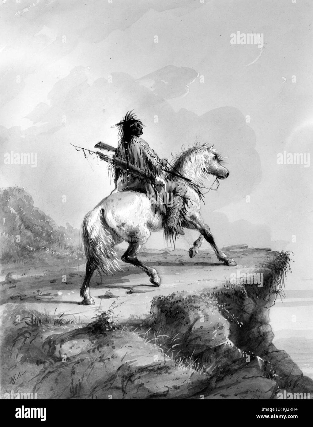 Alfred Jacob Miller - Crow Indian on the Lookout - Walters 3719405 ...