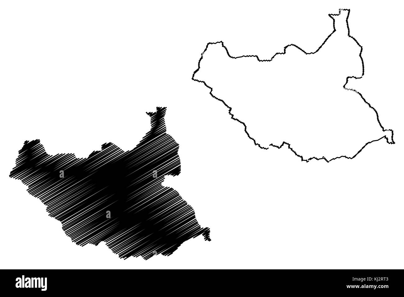 South Sudan map vector illustration, scribble sketch South Sudan Stock ...