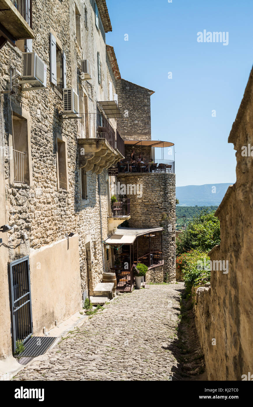 Street of medieval village of Gordes, Provence, France Stock Photo - Alamy