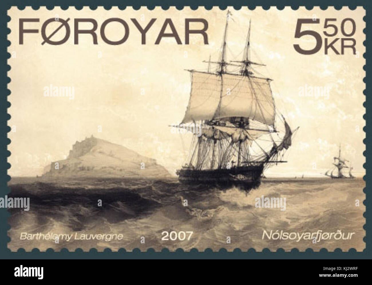 Faroese stamp 588 ancient lithographs 1839 Stock Photo - Alamy