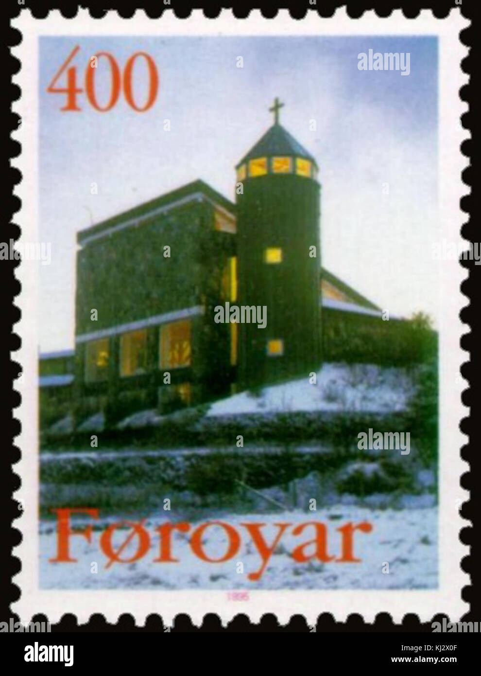 Faroe stamp 281 catholic church1 Stock Photo - Alamy