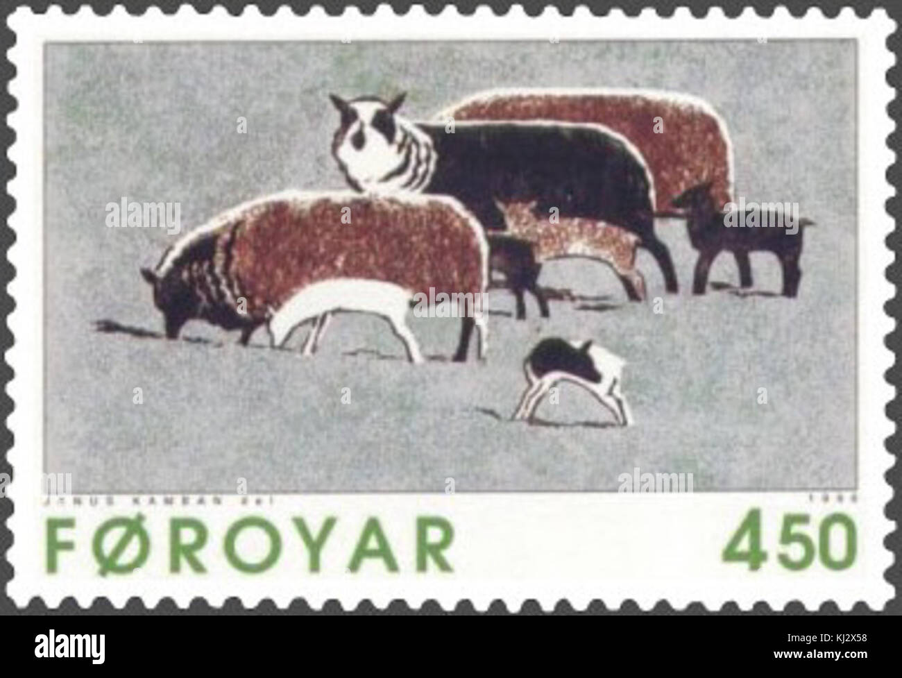 Faroe stamp 297 grazing sheep Stock Photo - Alamy