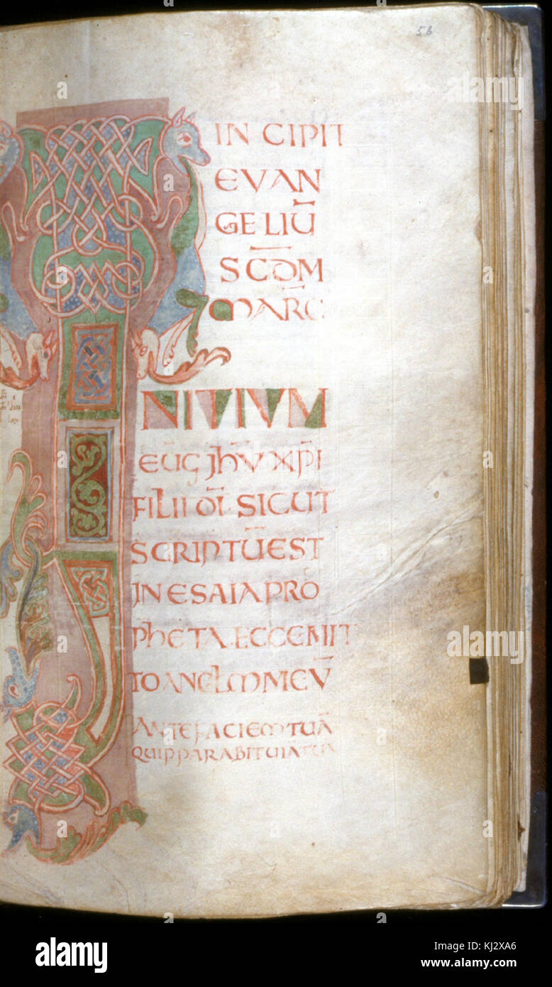 French - Leaf from Gospels - Walters W356R - Open Obverse Stock Photo ...