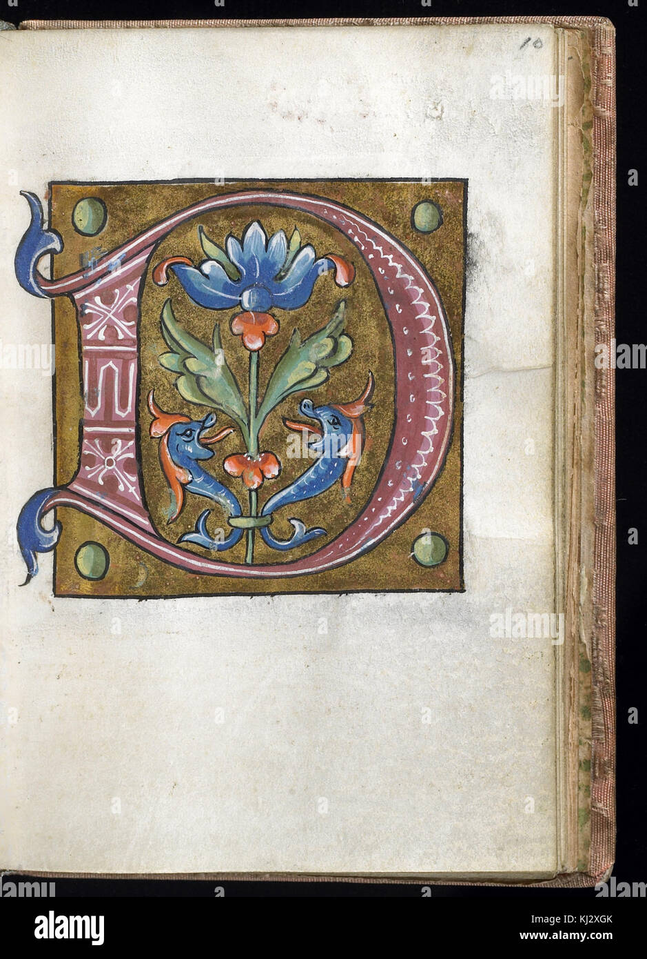 A leaf from a French alphabet book, specifically the open obverse side ...